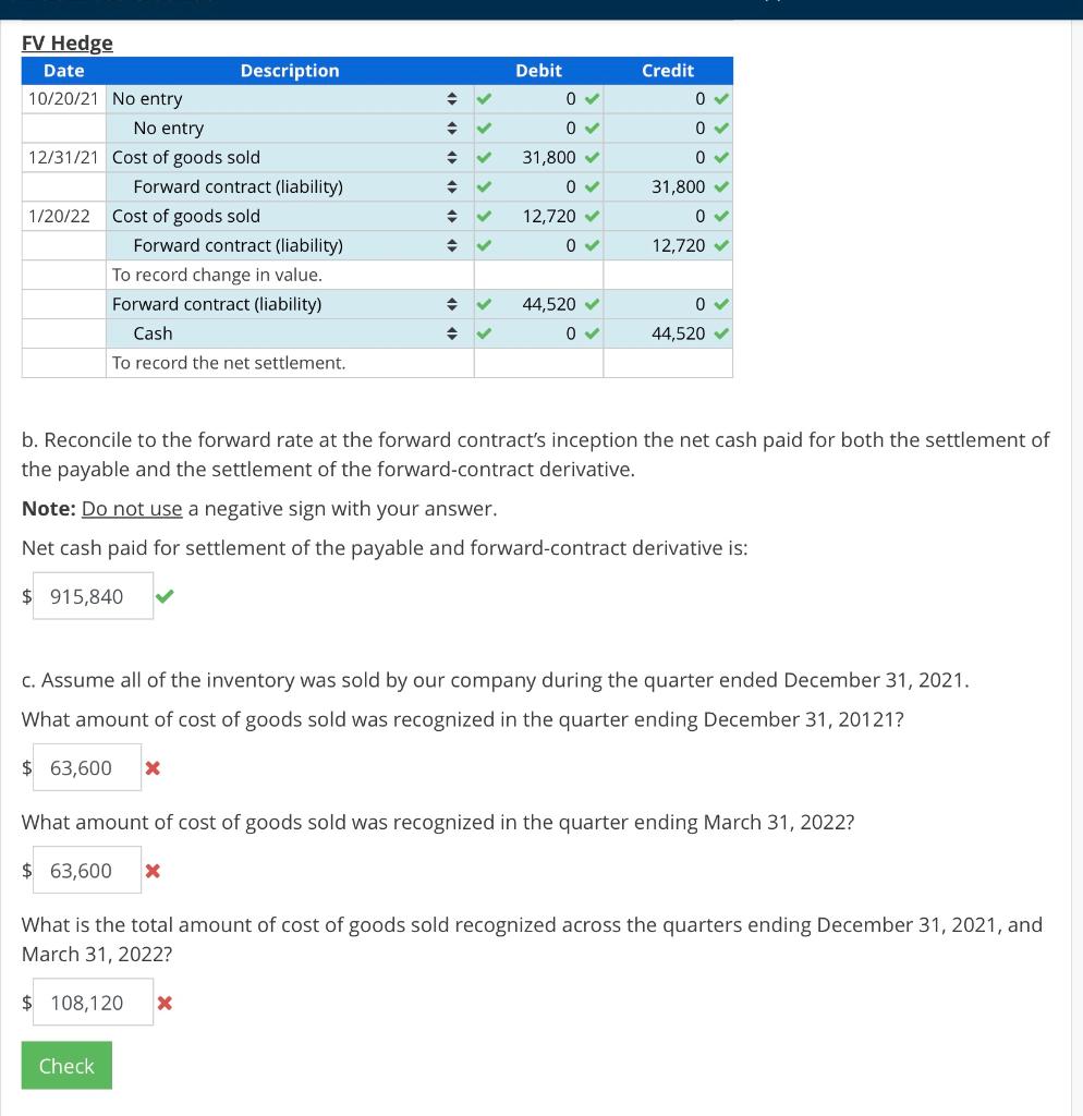 Solved Forward exchange contract designated as a fair value | Chegg.com