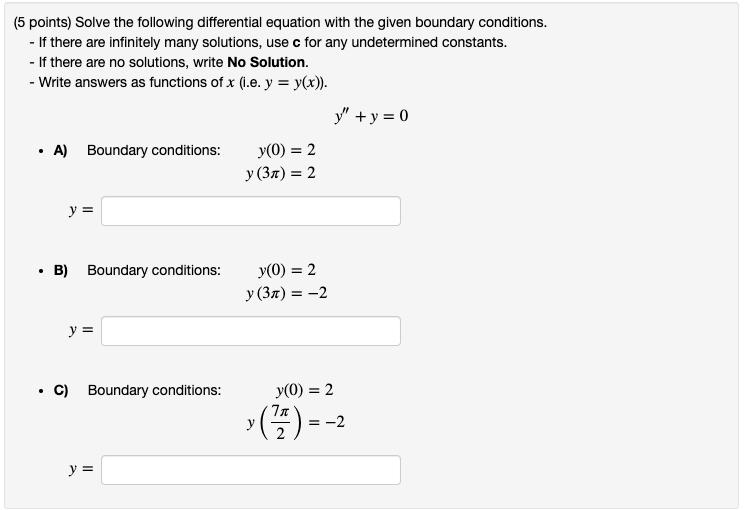 Solved (5 points) Solve the following differential equation | Chegg.com