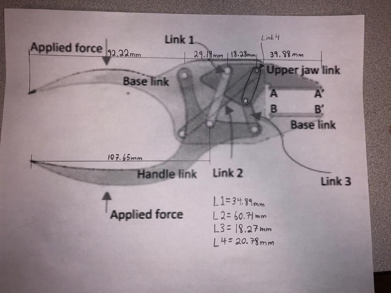 Solved In the parallel jaw pliers shown, the clamping jaws | Chegg.com