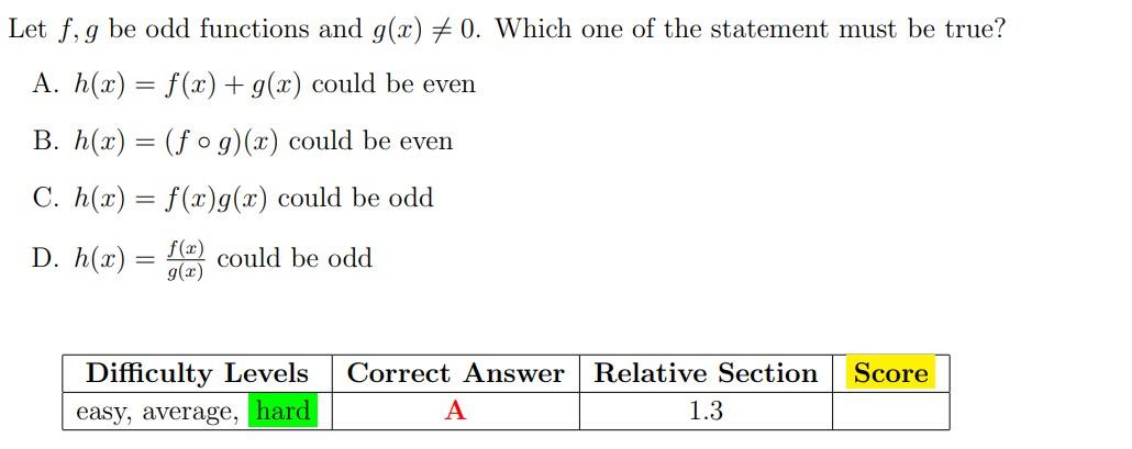 Solved Let f,g be odd functions and g(x) =0. Which one of | Chegg.com Solved Let f,g be odd functions and g(x) =0. Which one of | Chegg.com