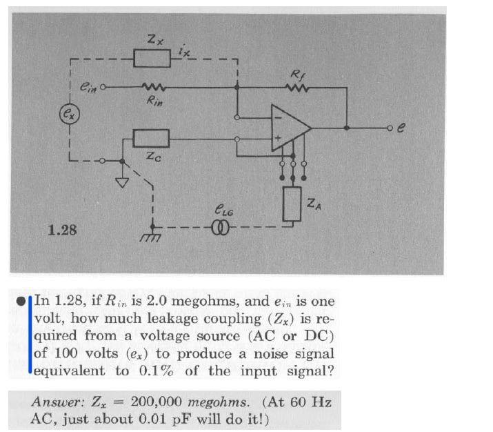 In 1.28, if Rin is 2.0 megohms, and en is one volt, | Chegg.com