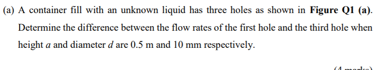 Solved A container fill with an unknown liquid has three | Chegg.com