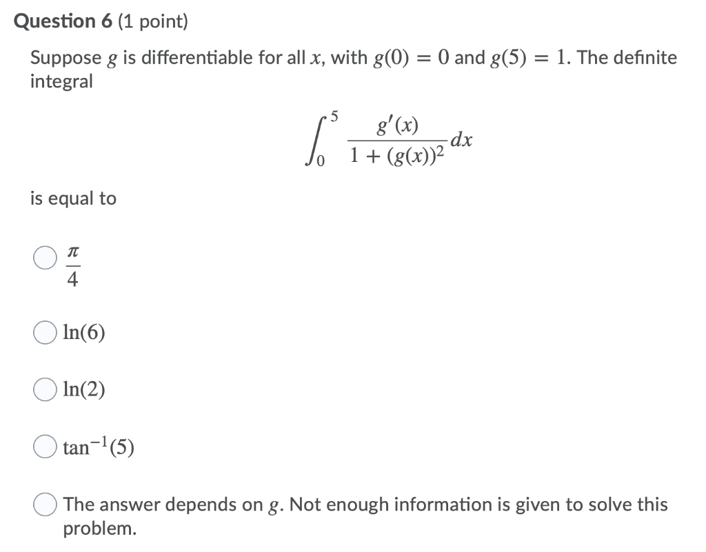 Solved Question 6 (1 point) Suppose g is differentiable for | Chegg.com Solved Question 6 (1 point) Suppose g is differentiable for | Chegg.com