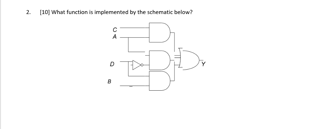 Solved 2. [10] What function is implemented by the schematic | Chegg.com