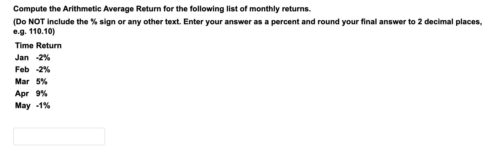 Solved Compute the Arithmetic Average Return for the | Chegg.com