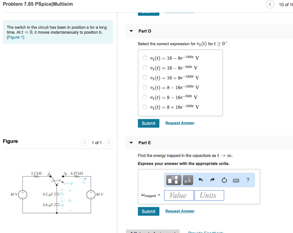Solved Problem 7.65 PSpice Multisim The switch in the | Chegg.com Solved Problem 7.65 PSpice Multisim The switch in the | Chegg.com