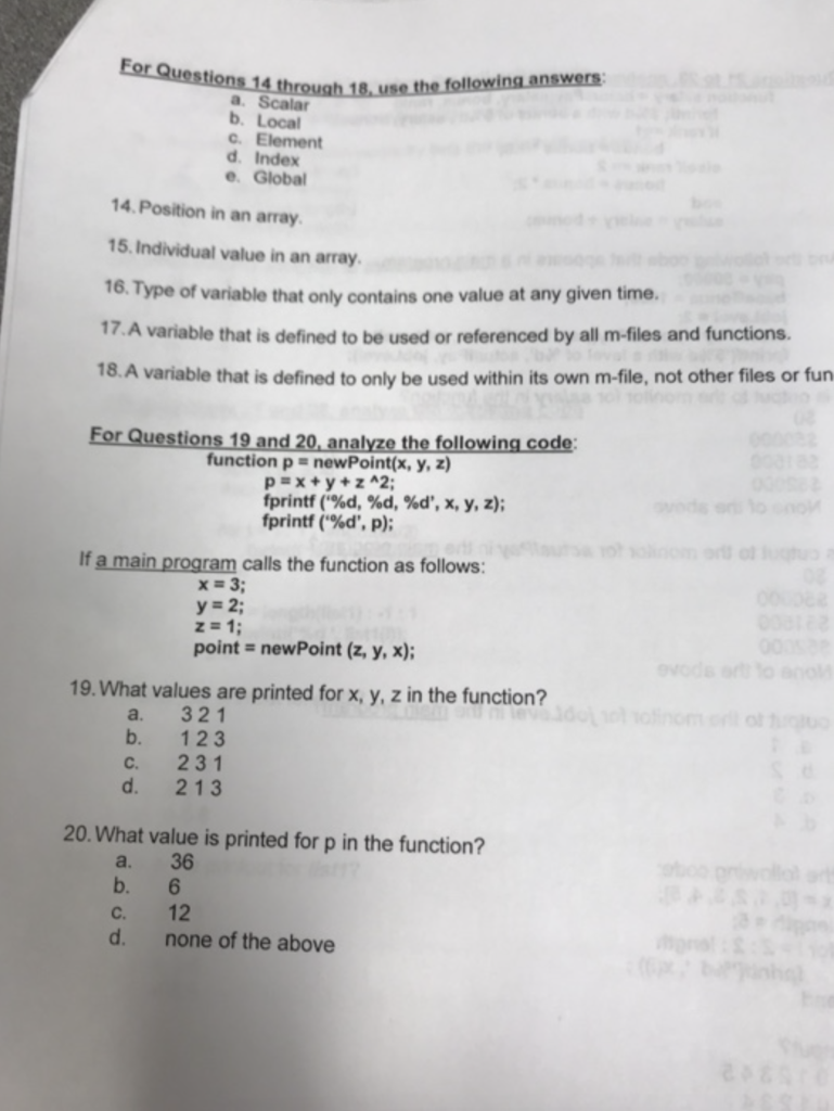 Solved For Questions 14 through 18, use the following | Chegg.com