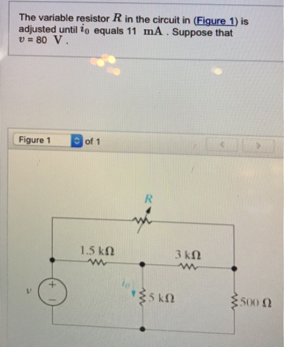 Solved The variable resistor R in the circuit in (Figure 1) | Chegg.com
