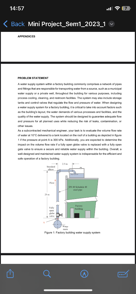 Solved PROBLEM STATEMENT A water supply system within a | Chegg.com