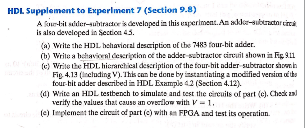 Solved HDL Supplement to Experiment 7 (Section 9.8) A | Chegg.com