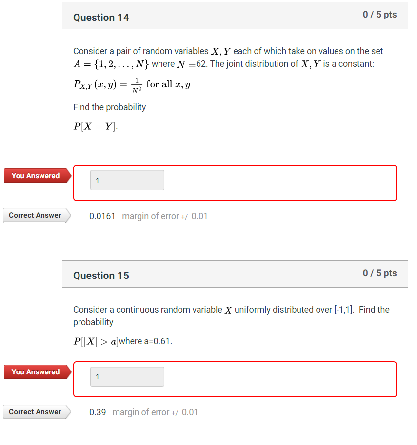 Solved Question 14 0/5 pts Consider a pair of random | Chegg.com