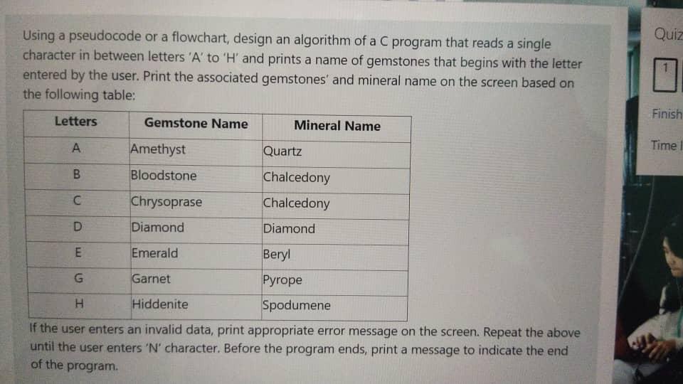 Solved Quiz Using a pseudocode or a flowchart, design an | Chegg.com
