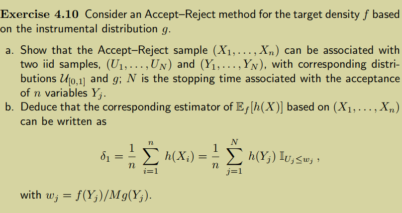 Solved Exercise 4.10 Consider an Accept-Reject method for | Chegg.com