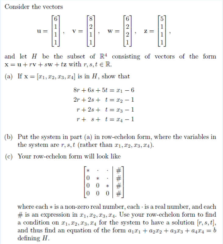 Solved Consider the vectors | Chegg.com