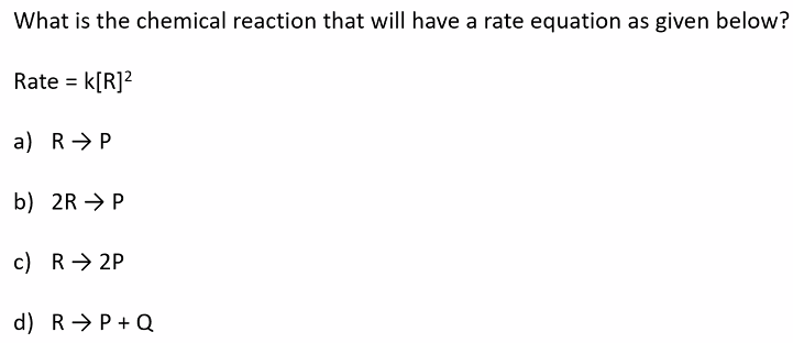 Solved What is the chemical reaction that will have a rate | Chegg.com