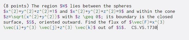 Solved (8 points) The region $2$ lies between the spheres | Chegg.com