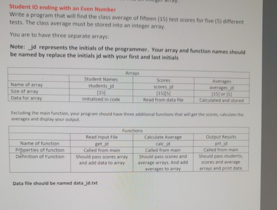 Solved Student ID ending with an Even Number Write a program | Chegg.com