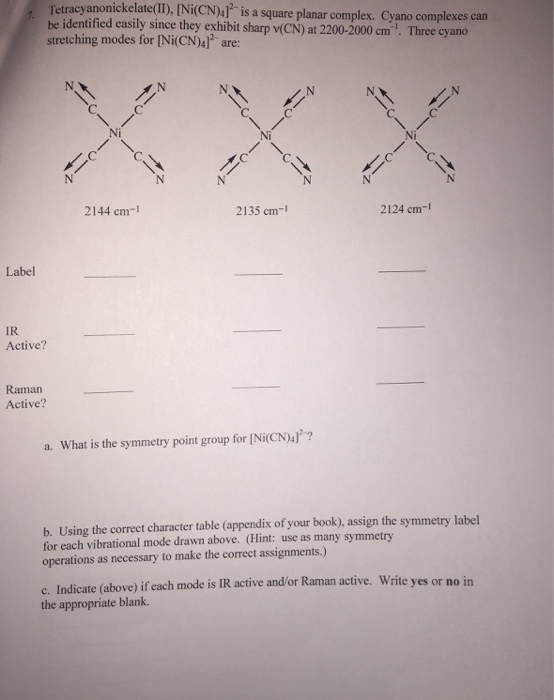 Solved Tetracyanonickelate(II), INi(CN)4]2 is a square | Chegg.com