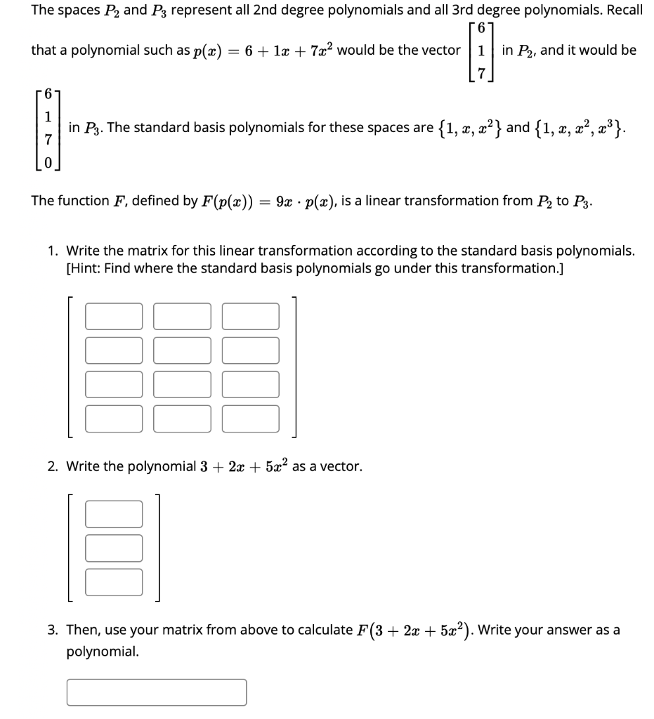 Solved The spaces P₂ and P3 represent all 2nd degree | Chegg.com