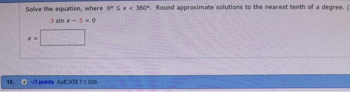Solved Solve the equation, where 0 degree lessthanorequalto | Chegg.com