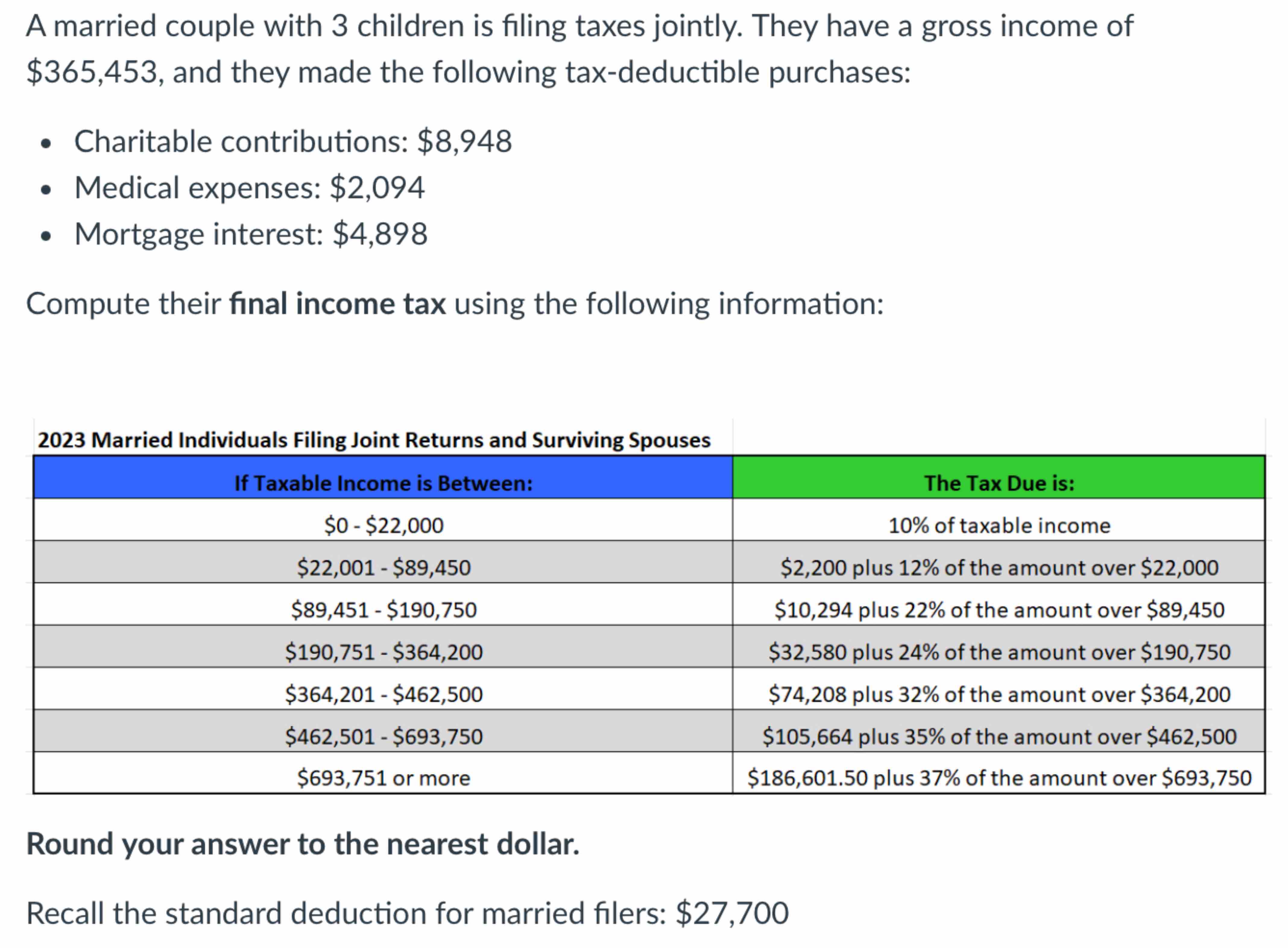 Solved A married couple with 3 ﻿children is filing taxes | Chegg.com