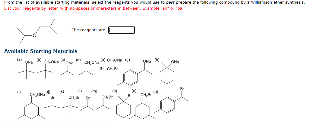 Solved From the list of available starting materials, select | Chegg.com