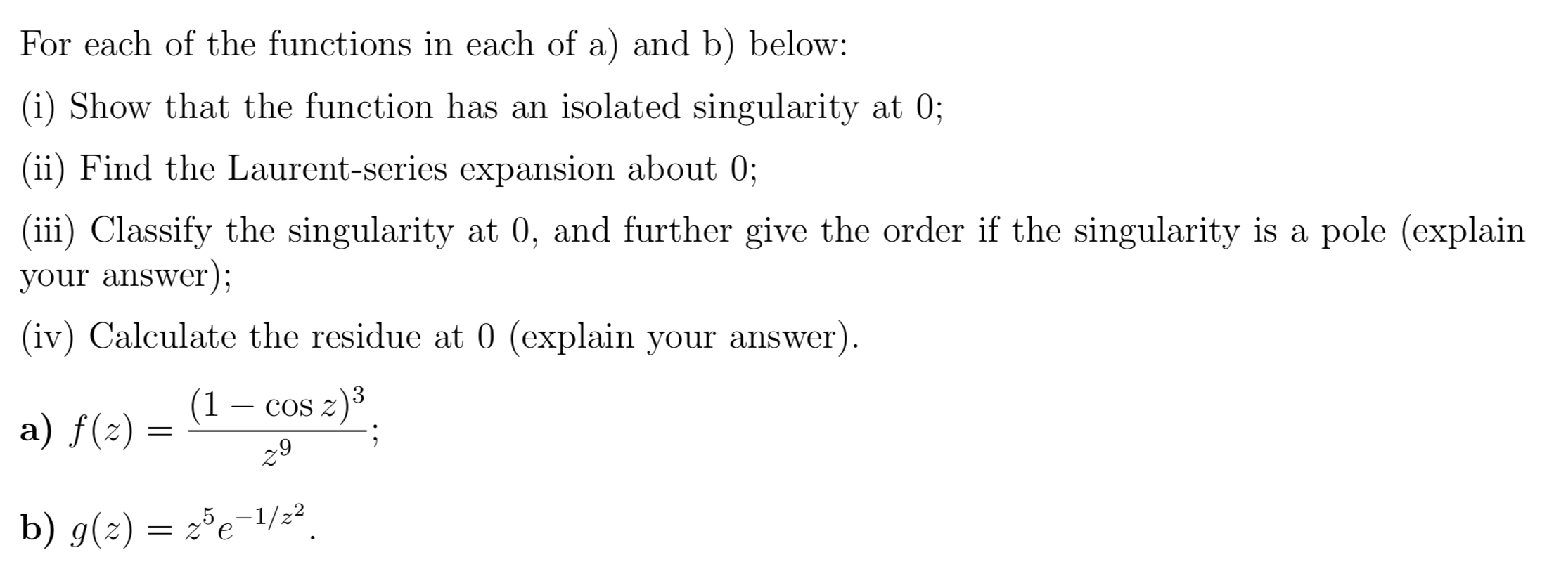 Solved For each of the functions in each of a) and b) below: | Chegg.com