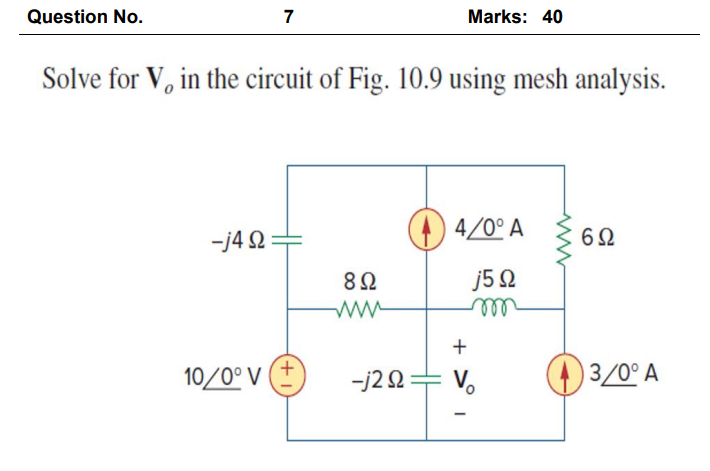 Solved Solve for Vo in the circuit of Fig. 10.9 using mesh | Chegg.com