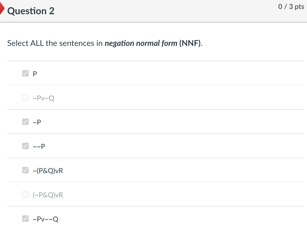 Select ALL the sentences in negation normal form | Chegg.com