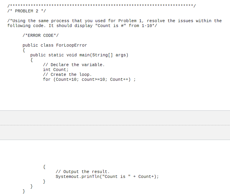 Solved The 'problem 1' process is to just 'create a new java | Chegg.com