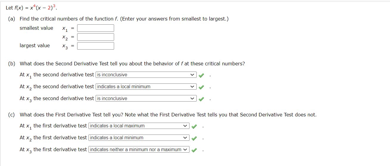 Solved Let f(x) = *4(x - 2) (a) Find the critical numbers of | Chegg.com