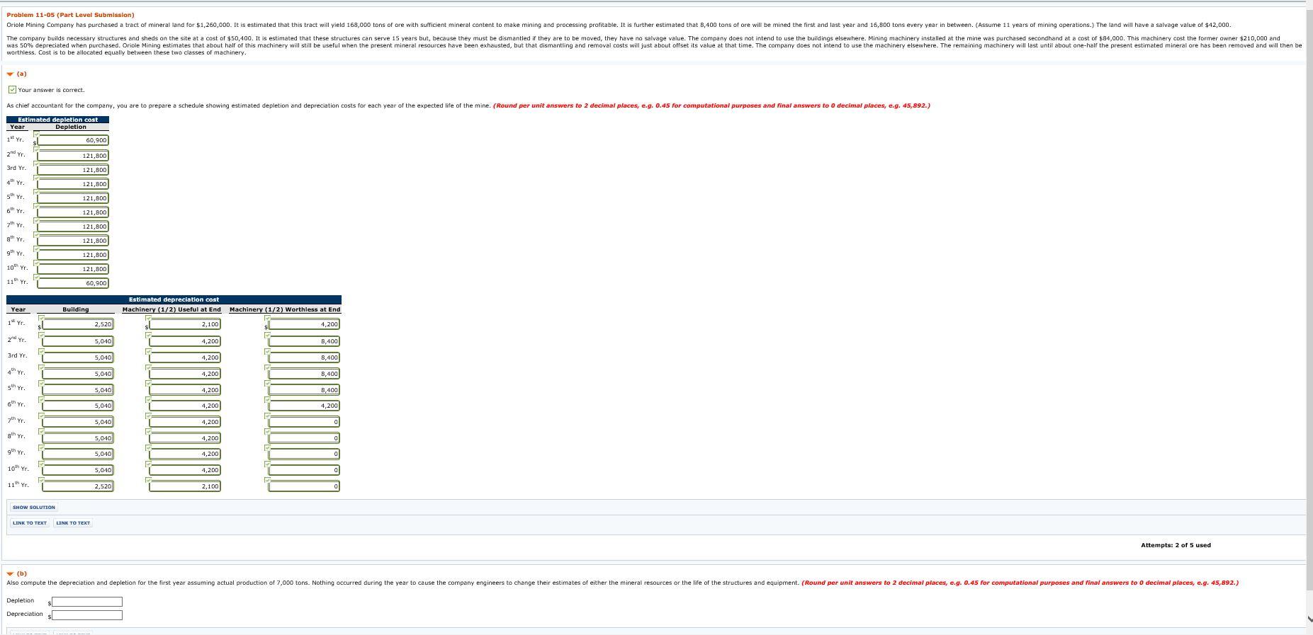 Solved Problem 11-05 (Part Level Submission) Oriole Mining | Chegg.com