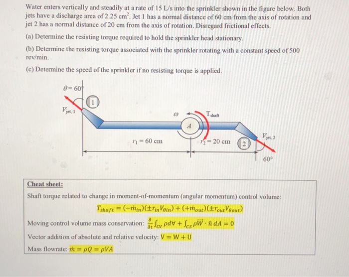Solved Water enters vertically and steadily at a rate of 15 | Chegg.com