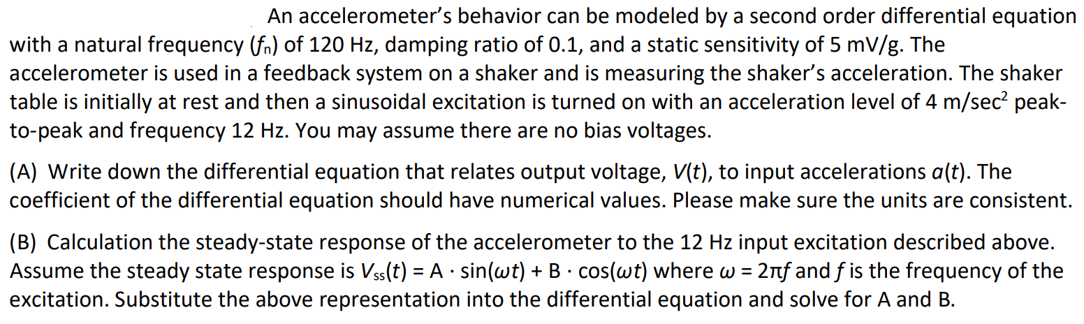 Solved An accelerometer's behavior can be modeled by a | Chegg.com