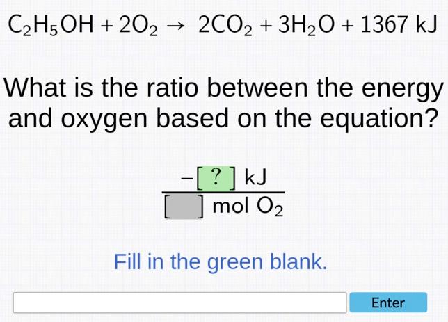 Solved C2H5OH+2O2→2CO2+3H2O+1367 kJ What is the ratio | Chegg.com
