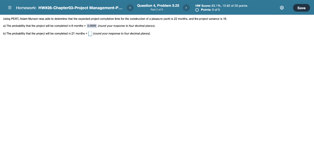 Solved E Homework: HW#26-Chapter03-Project Management-P... | Chegg.com