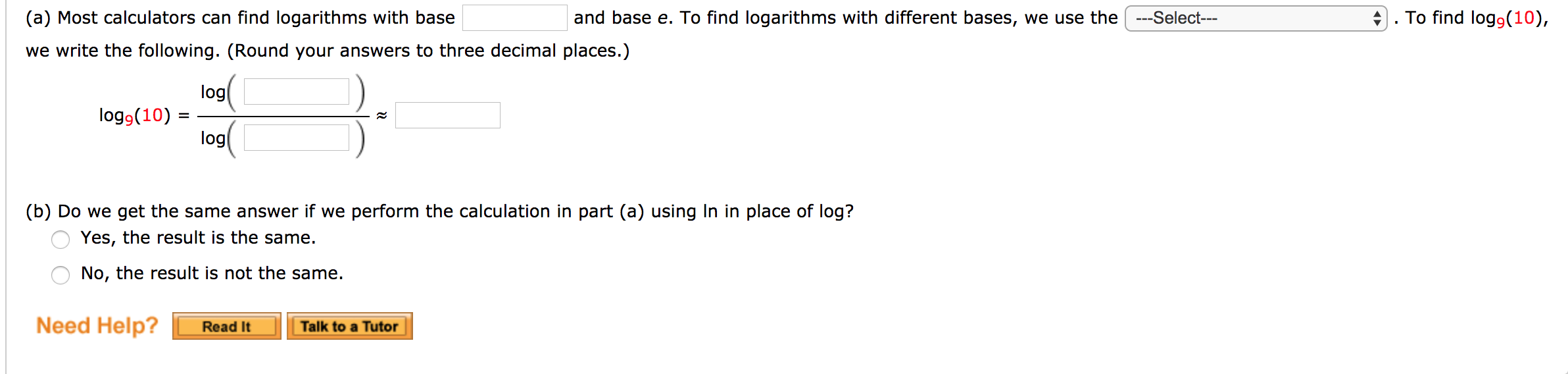 Solved A. To find logg(10), (a) Most calculators can find | Chegg.com
