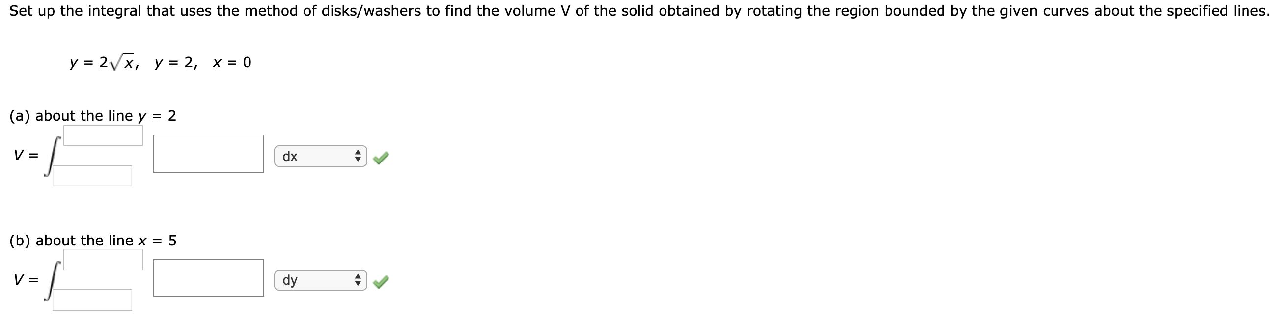 Solved Set up the integral that uses the method of | Chegg.com