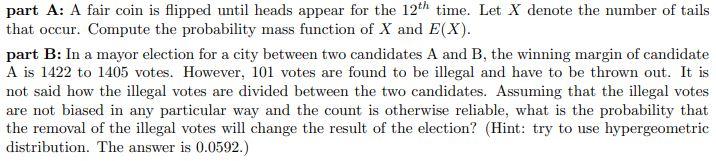 Solved part A: A fair coin is flipped until heads appear for | Chegg.com