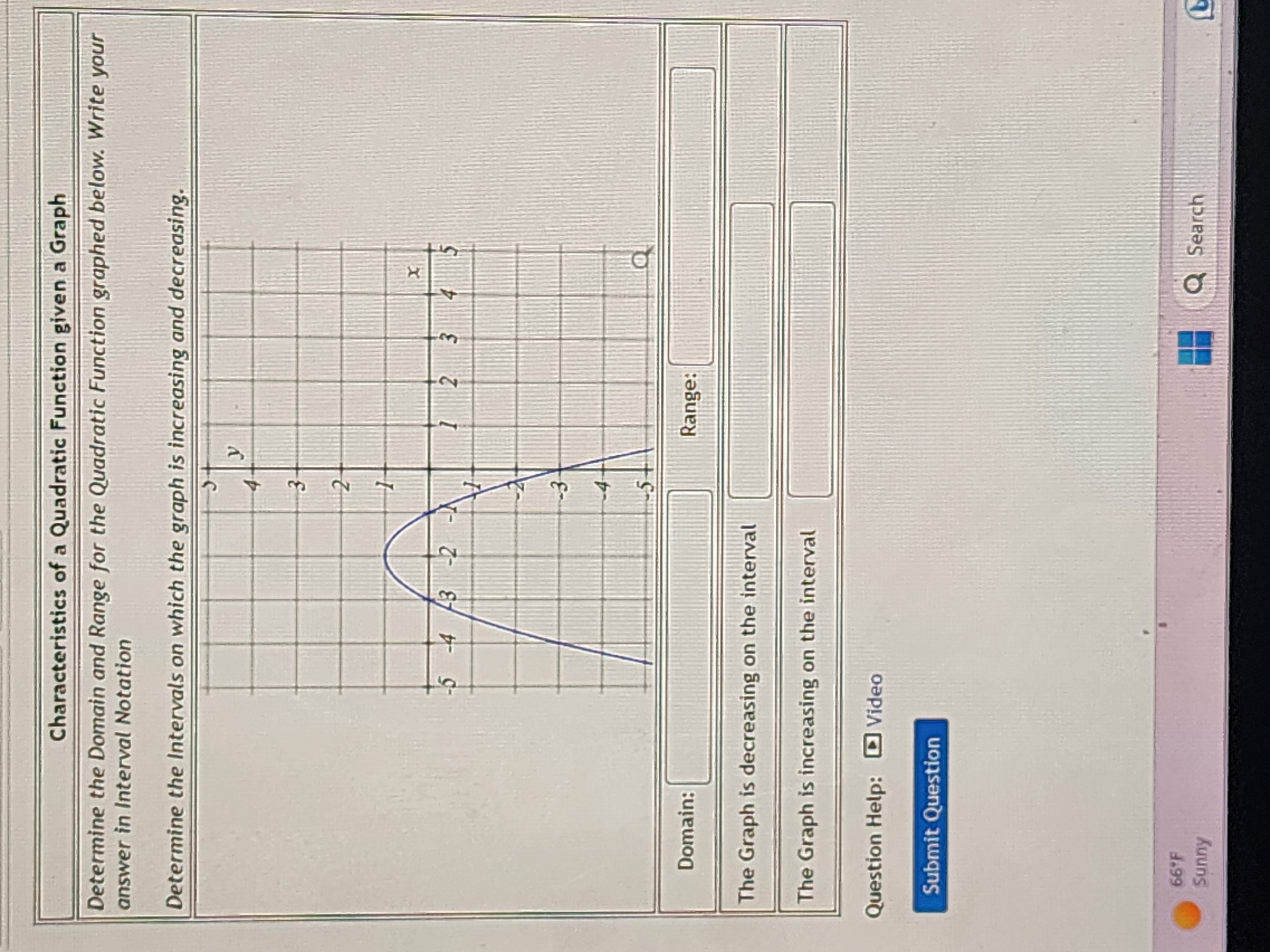 Solved Characteristics of a Quadratic Function given a Graph | Chegg.com