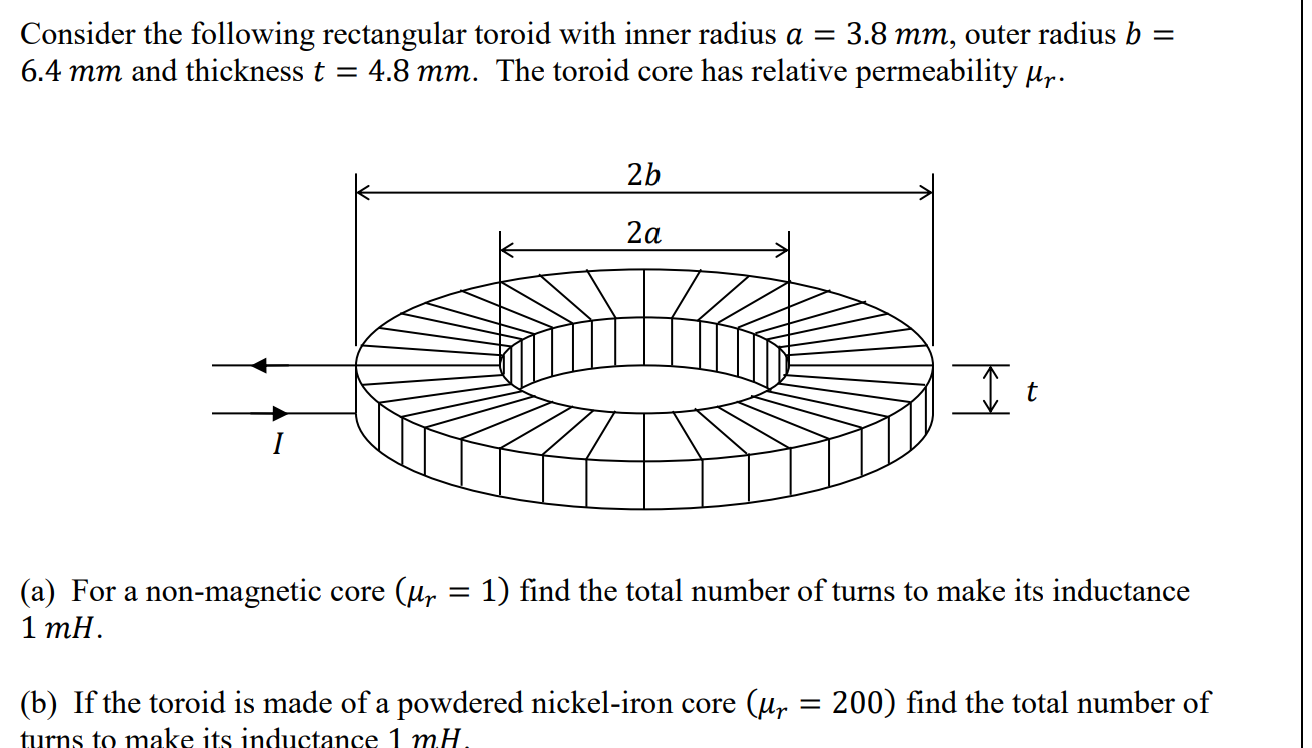 Solved Consider the following rectangular toroid with inner | Chegg.com
