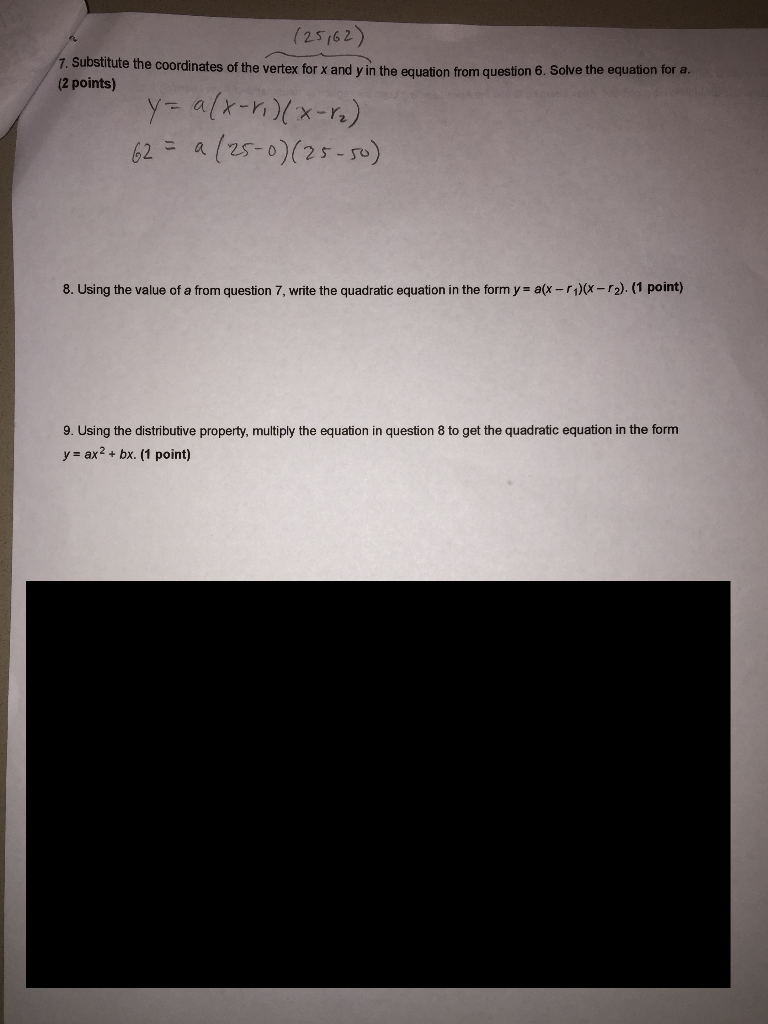 Solved Hello! I need help finishing my Algebra II problem-- | Chegg.com