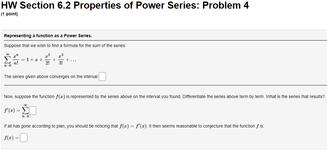 Solved HW Section 6.2 Properties of Power Series: Problem 4 | Chegg.com