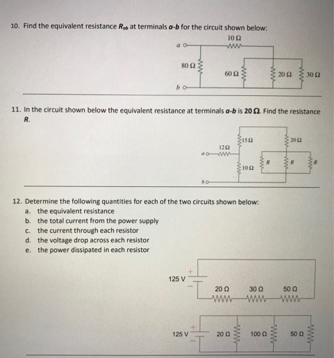 Solved 10. Find the equivalent resistance Rab at terminals | Chegg.com