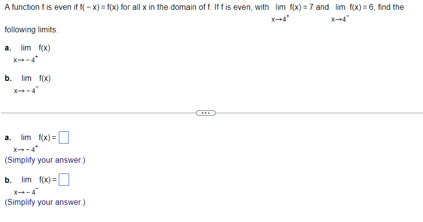 Solved A function f is even if f(−x)=f(x) for all x in the | Chegg.com