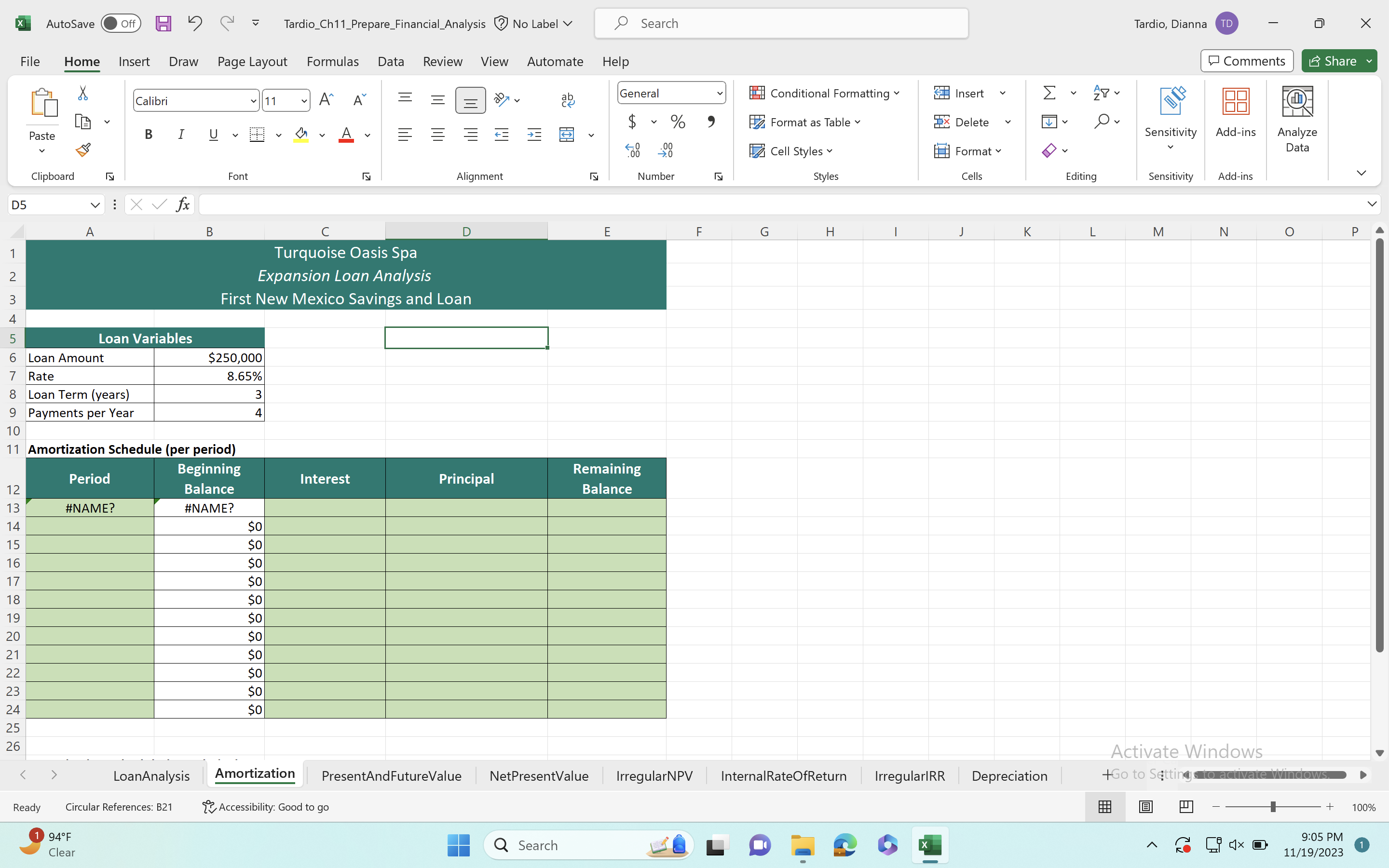 Solved When you create an amortization table, you should | Chegg.com
