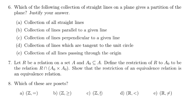 Solved Which of the following collection of straight lines | Chegg.com