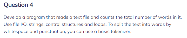 Solved Develop a program that reads a text file and counts | Chegg.com