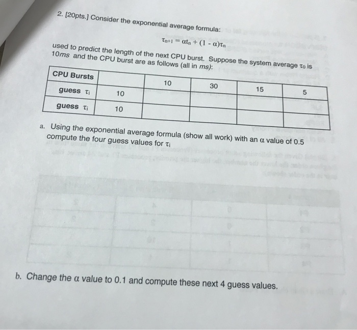 Solved 2. 120pts.] Consider the exponential average formula: | Chegg.com