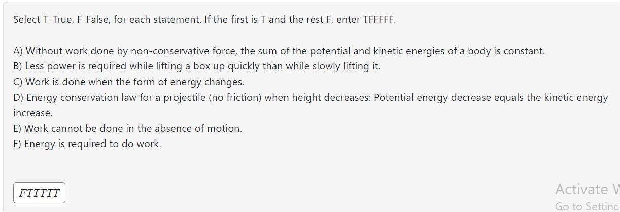 Solved Select T-True, F-False, for each statement. If the | Chegg.com